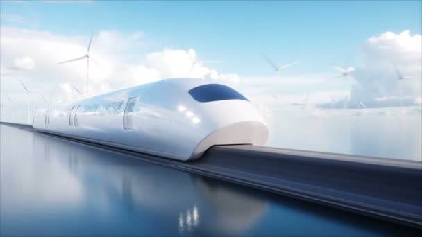 Speedly Futuristic monorail train . Concept of future. People and ...