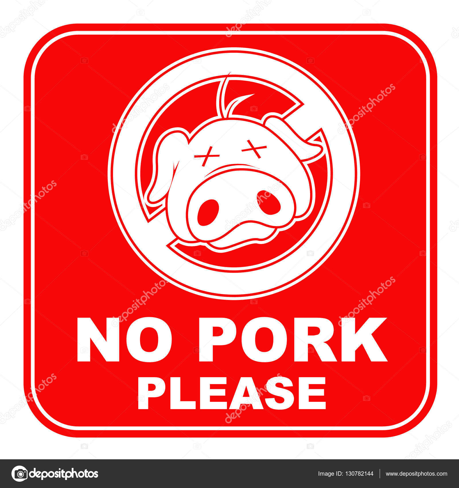 No Pork Please - Red Version Stock Vector by ©vable 130782144