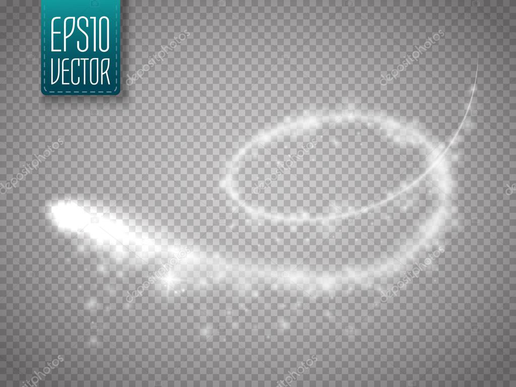 Magic glowing spark swirl trail effect isolated on transparent ...