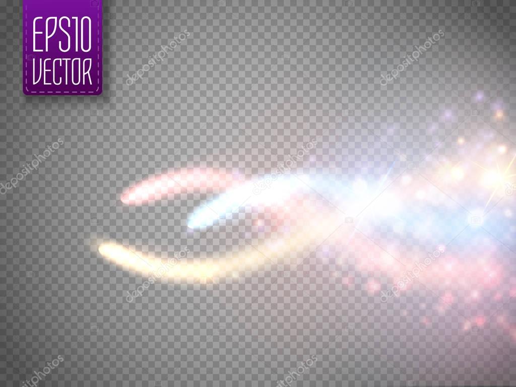 Magic glow star light effect with colorful blur curved lines. Stock ...