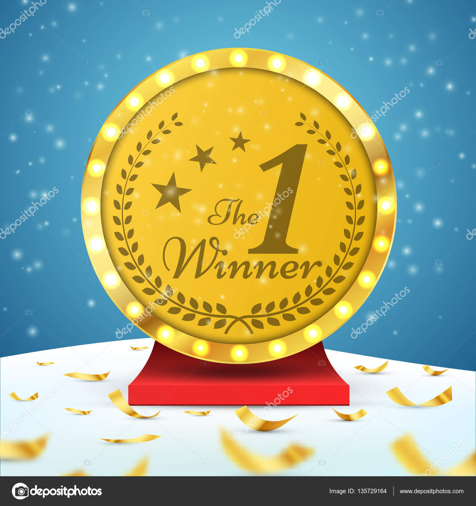 Winner, number one background with confetti isolated. Vector ...