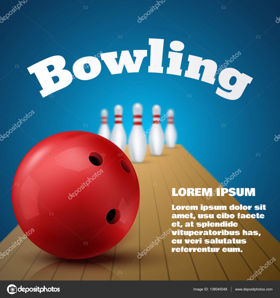 Bowling club poster with red ball and skittles. Vector Stock Vector ...