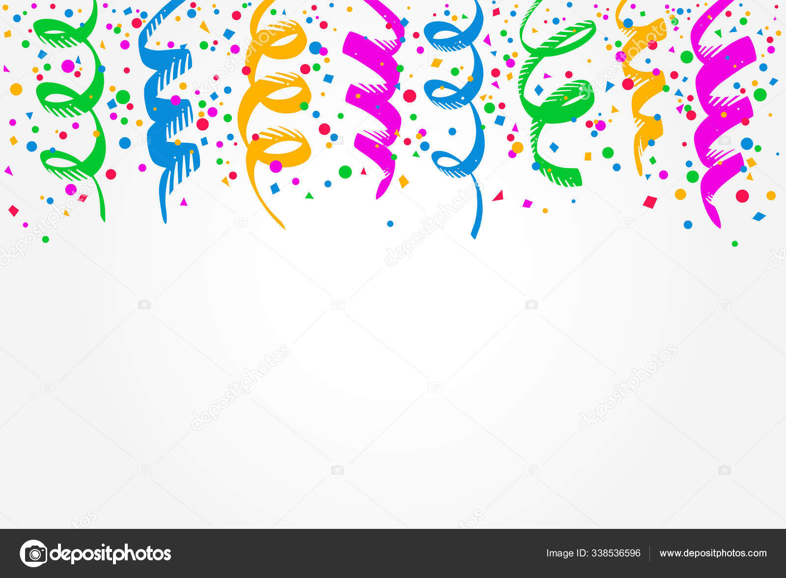 White background with colorful streamers Stock Vector Image by ...