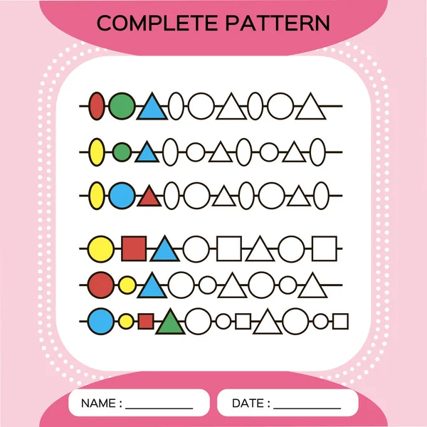 Preschool pattern worksheet | Complete Repeating Patterns Worksheet ...