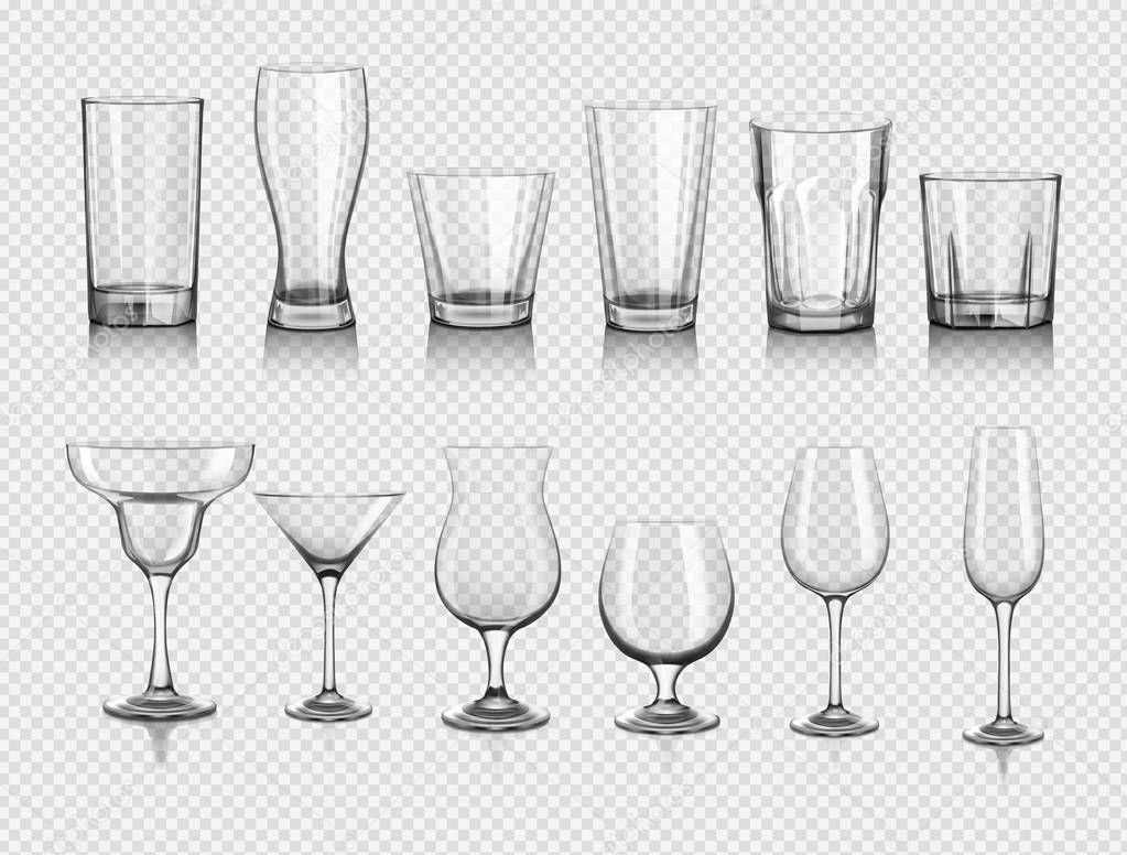 Realistic Empty Glasses Set — Stock Vector © Mollicart 136927702