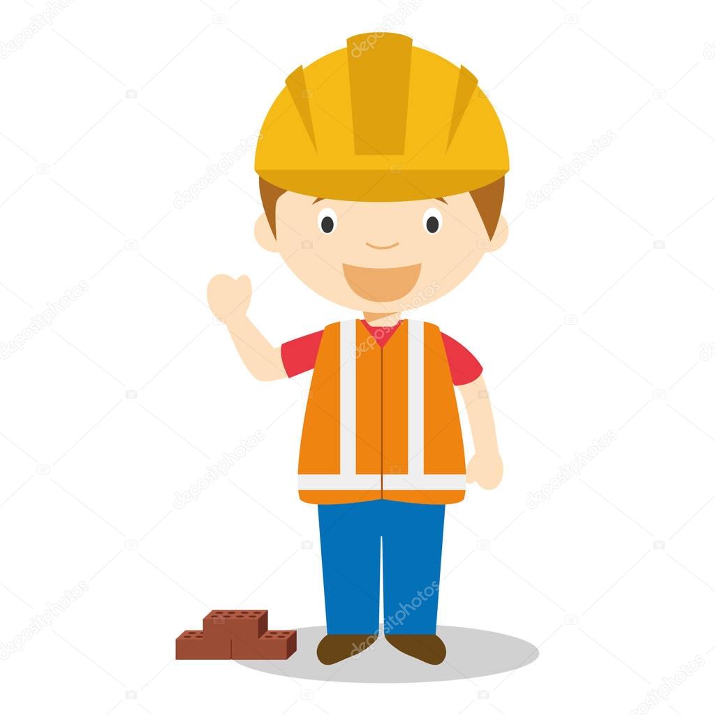 Lindo vector de dibujos animados ilustración de un constructor 2024