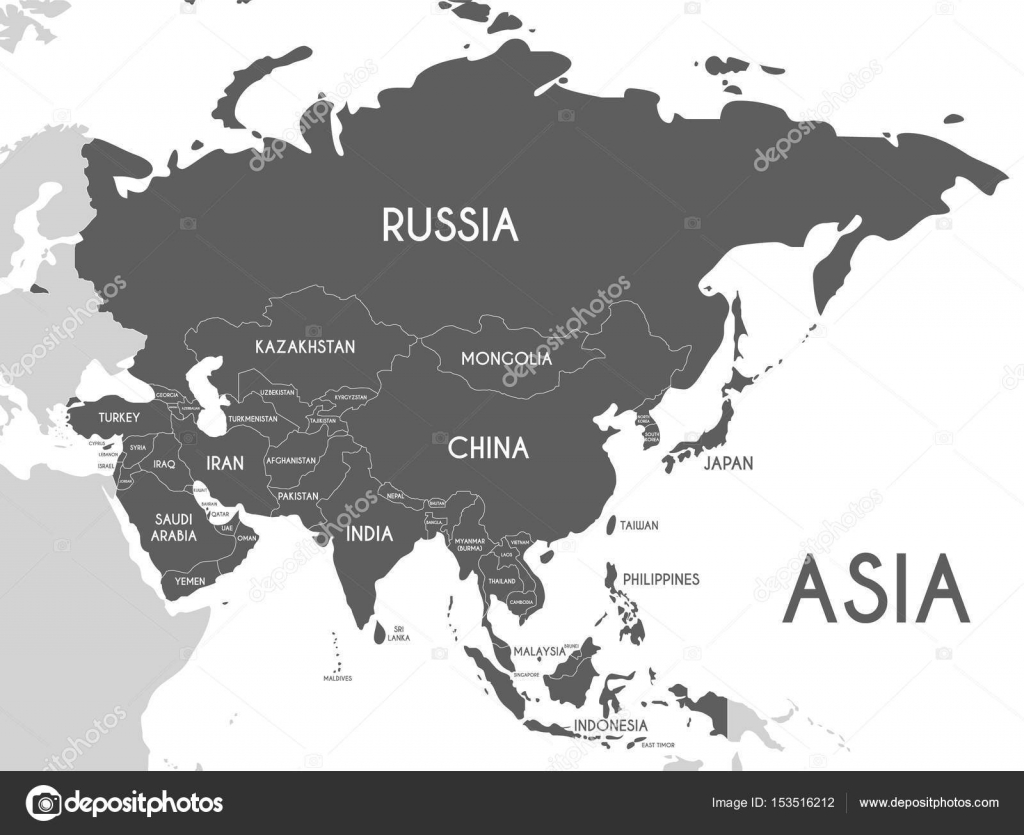 Vettoriale stockAsia politica Mappa vettoriale illustrazione isolata su ...
