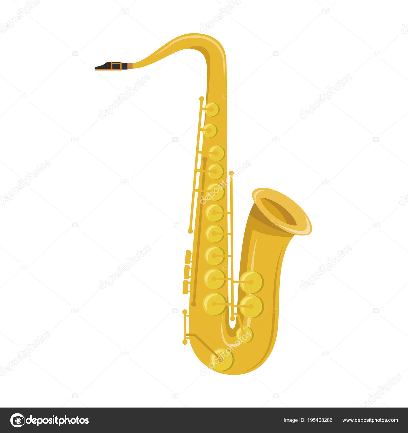 Ilustración vectorial de un saxofón en estilo de dibujos animados ...