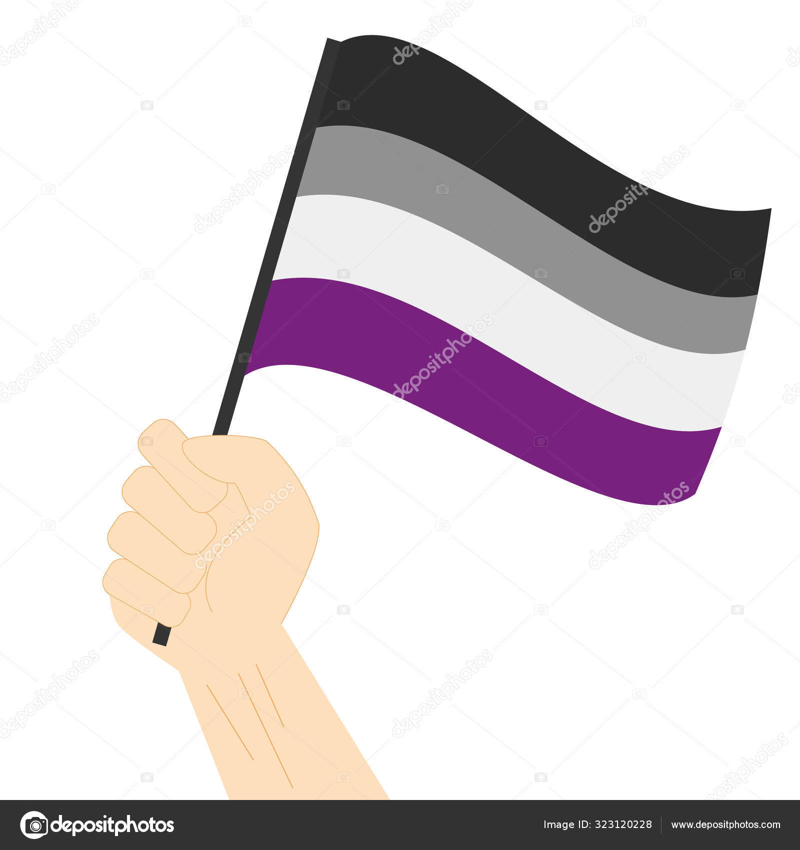 Hand Holding Raising Asexual Pride Flag Isolated White Background Stock ...