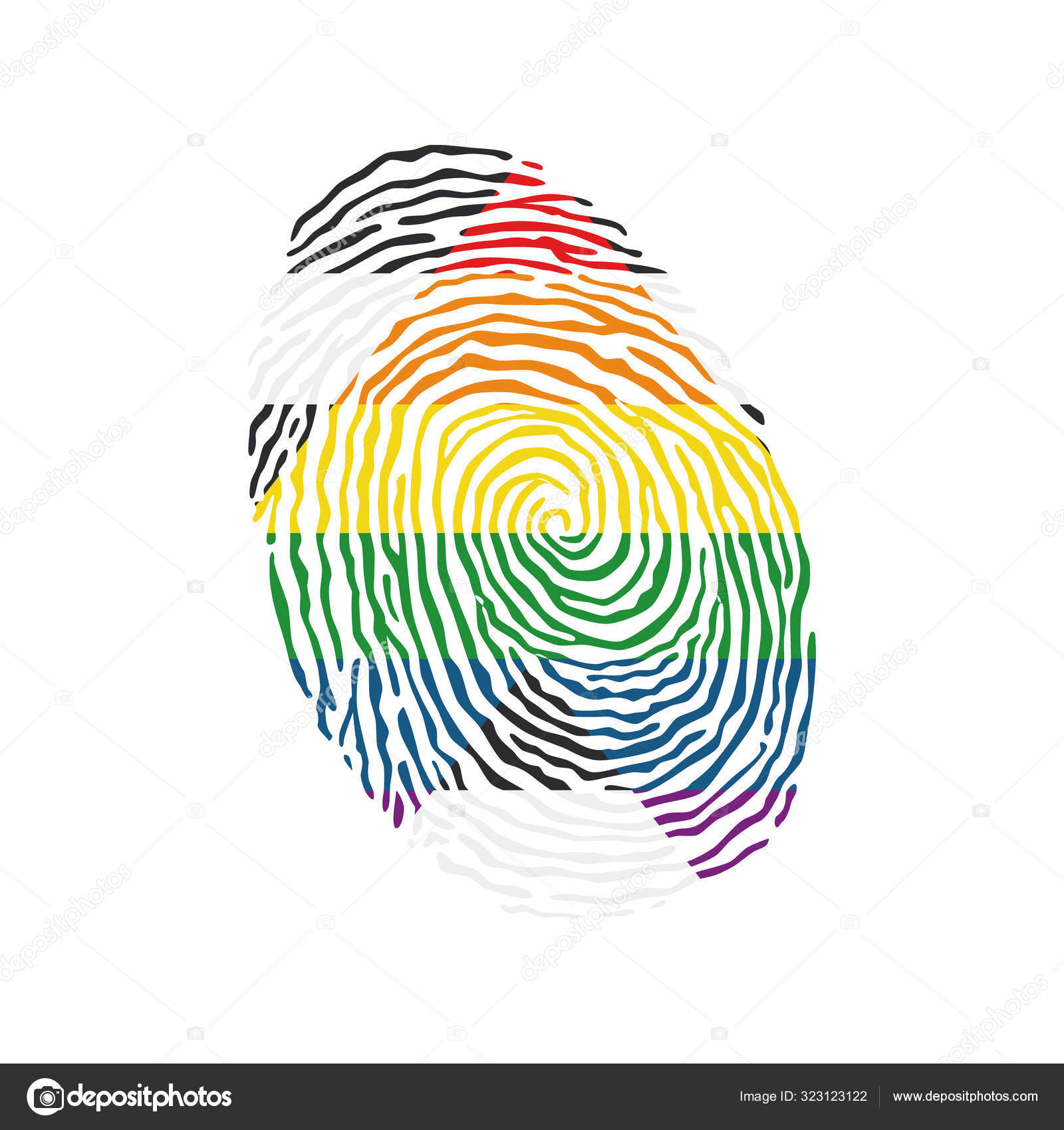 Fingerprint Vector Colored Straight Ally Pride Flag Isolated White ...
