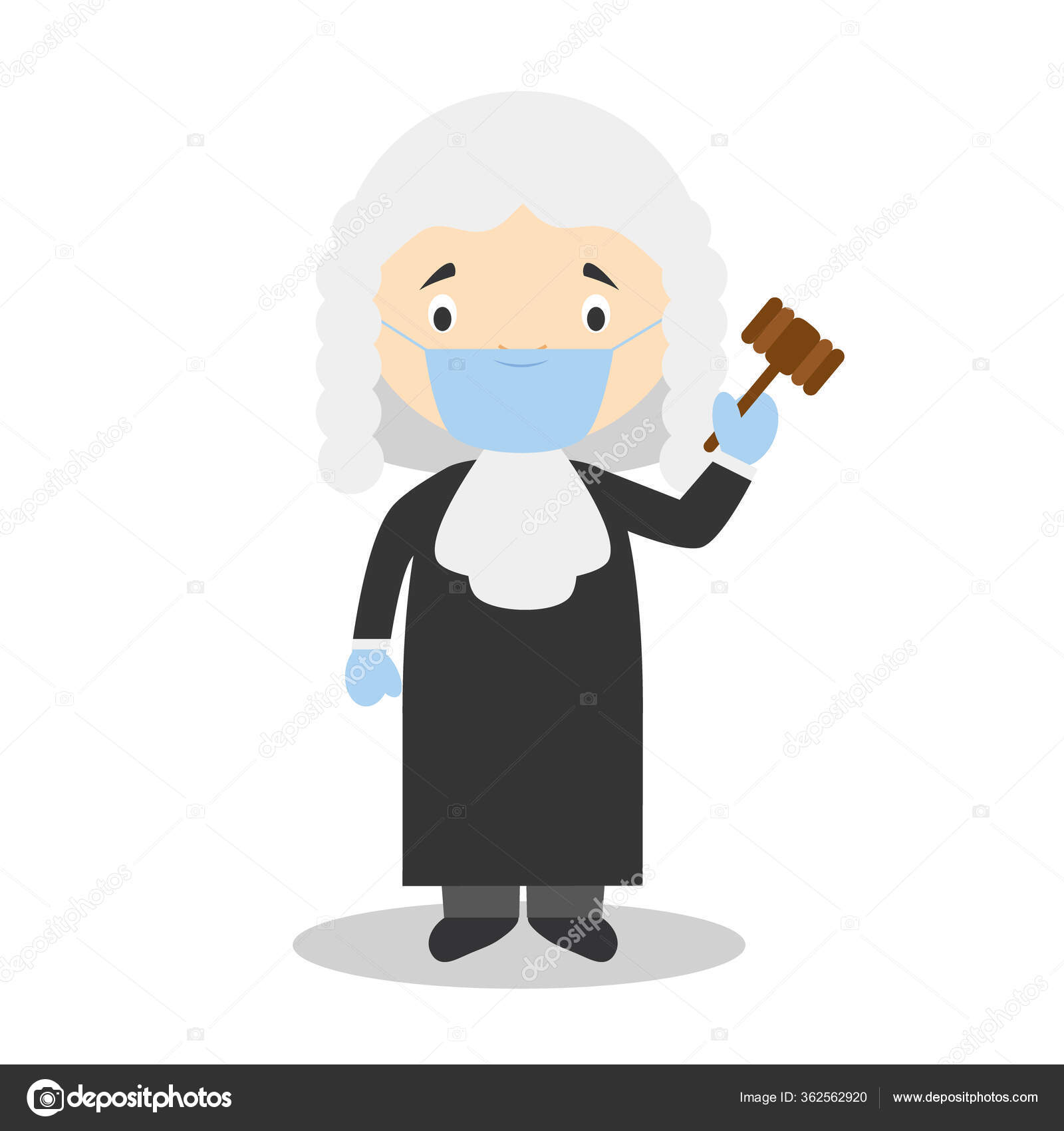 Cute Cartoon Vector Illustration Judge Surgical Mask Latex Gloves ...