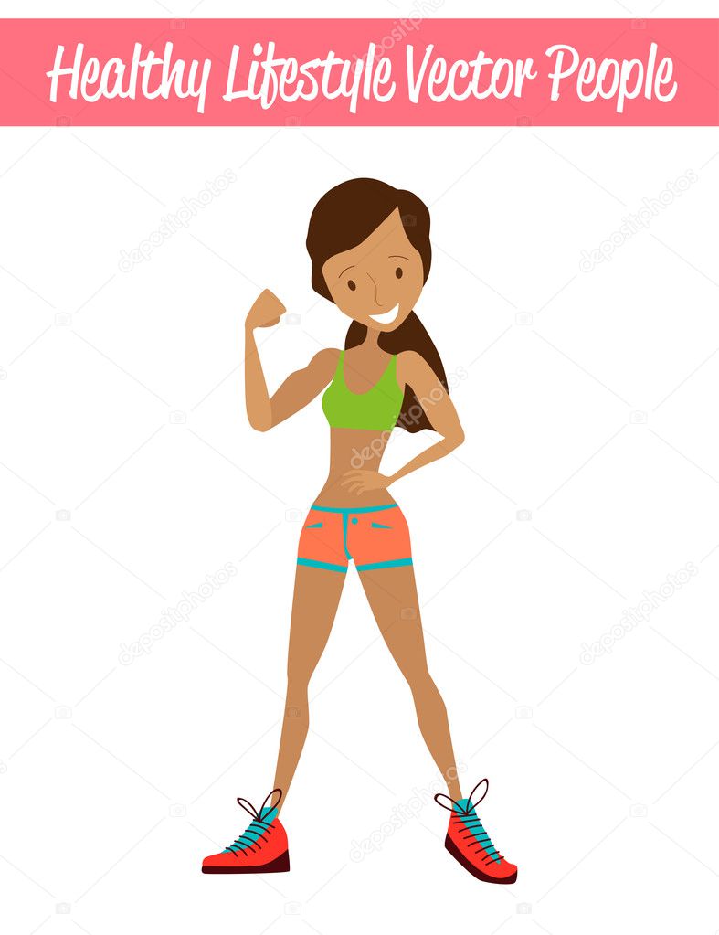 Flat Healthy Lifestyle Vector People Illustration with Beautiful Slim ...