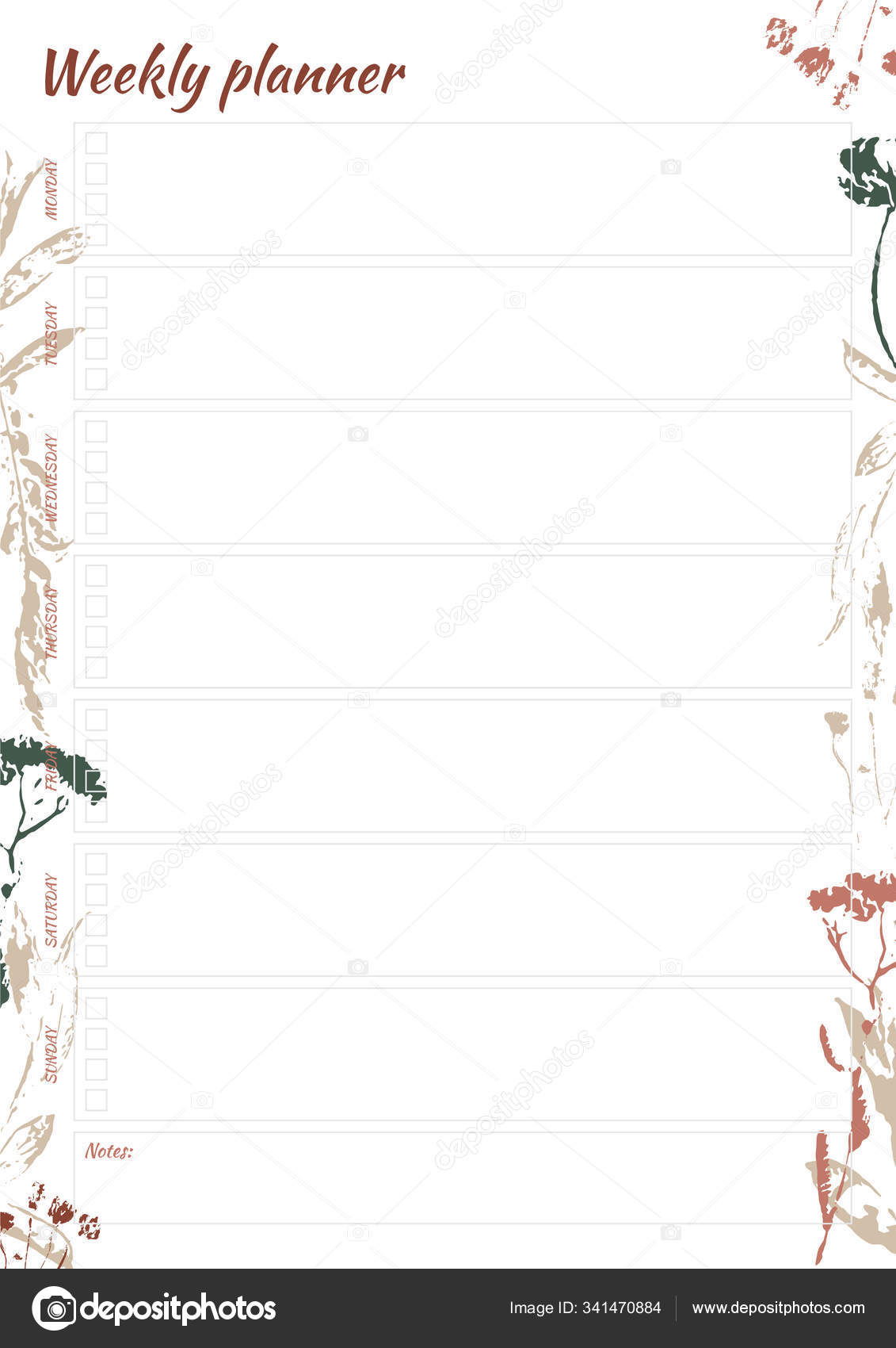 White weekly planner with minimalistic leaves pattern — Stock Photo ...