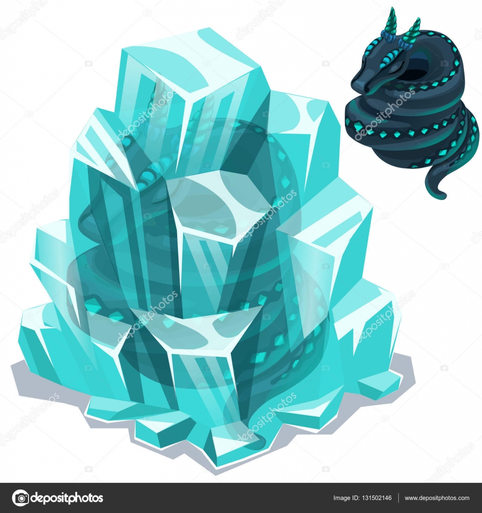 Snakes enclosed in ice crystals. Two vector images Stock Illustration ...