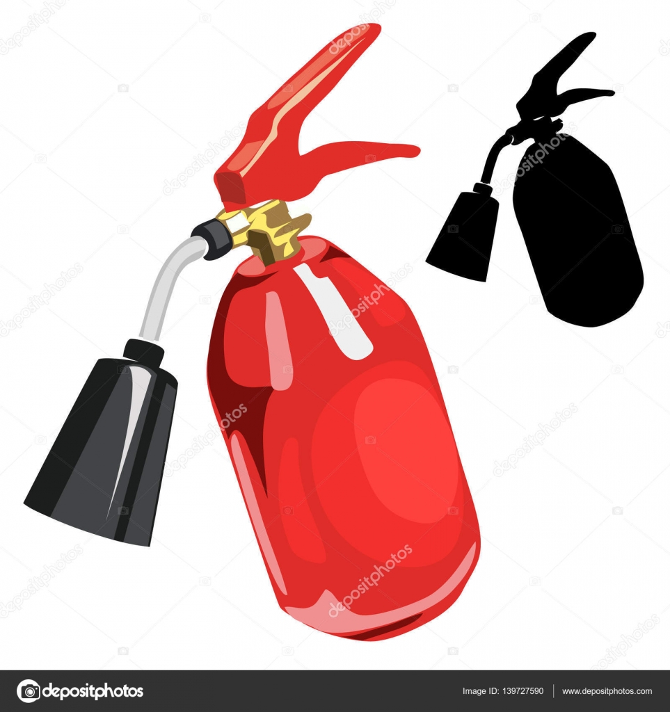 Extintor de incêndio vermelho em estilo cartoon isolado Vetor de ©Anton ...