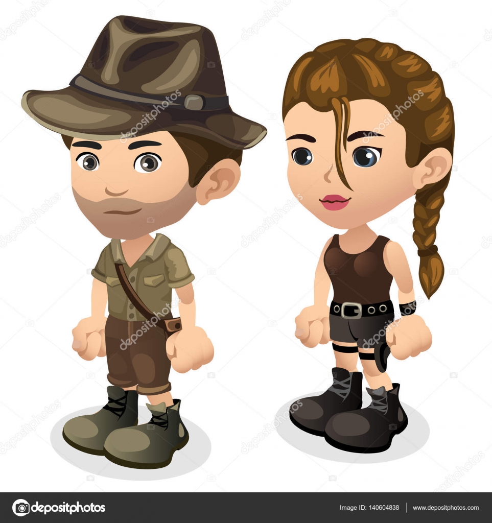 Male and female hunters, vector cartoon people Stock Vector Image by ...