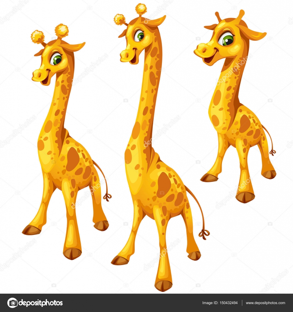 Three cartoon giraffe on white background. Vector Stock Vector Image by ...