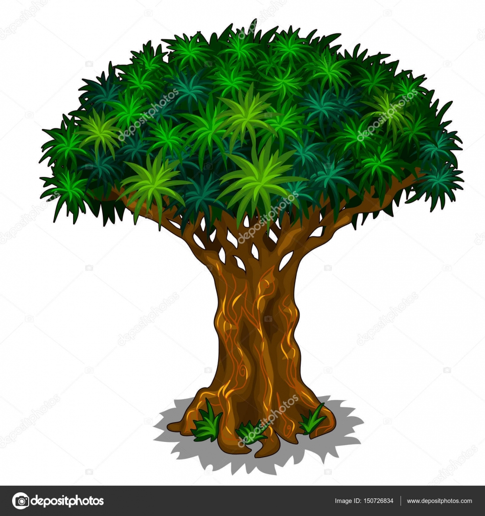 Big magic tree with energy veins. Vector cartoon Stock Vector Image by ...