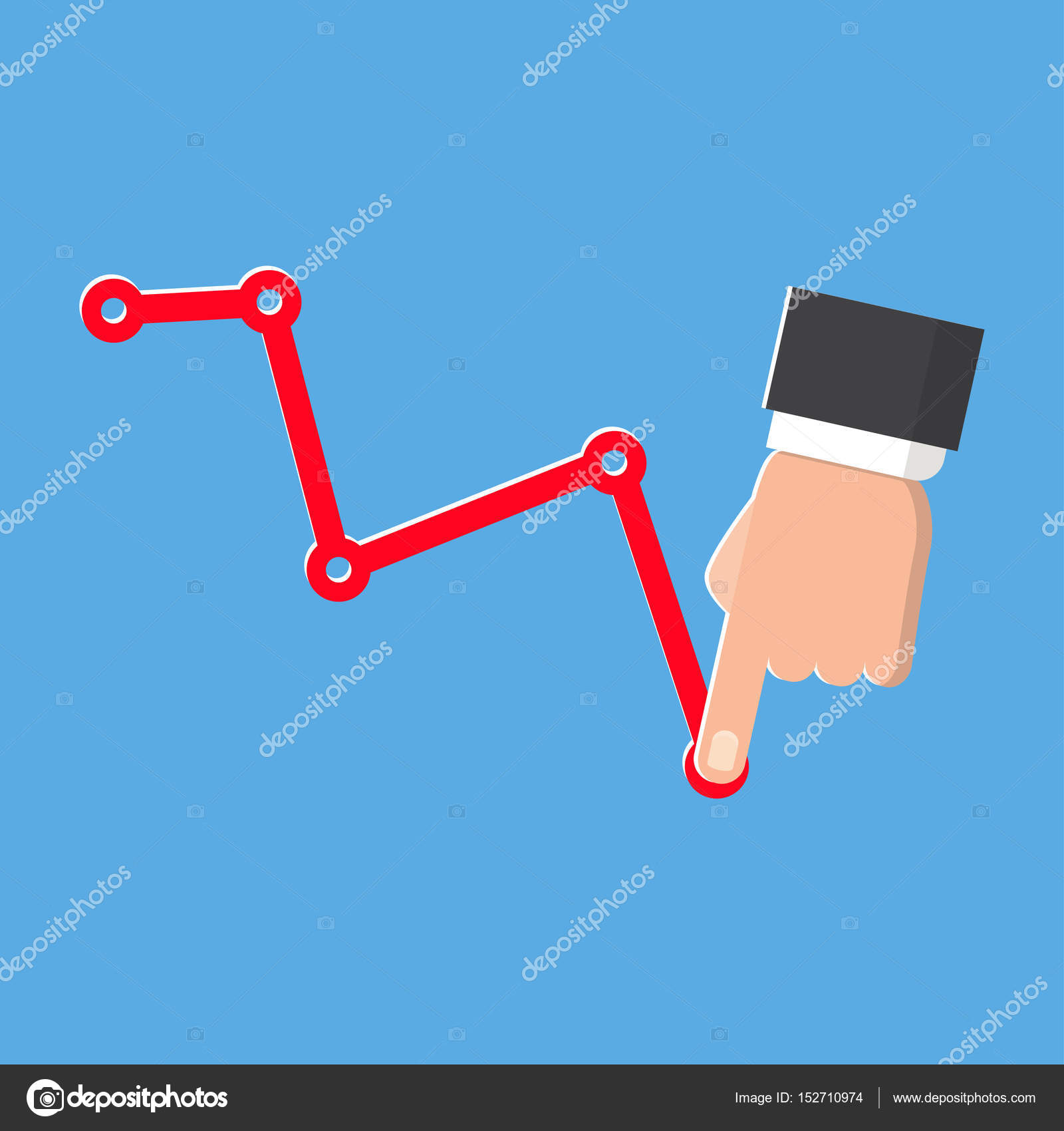 Decrease graph vector isolated icon on blue background Stock Vector by ...