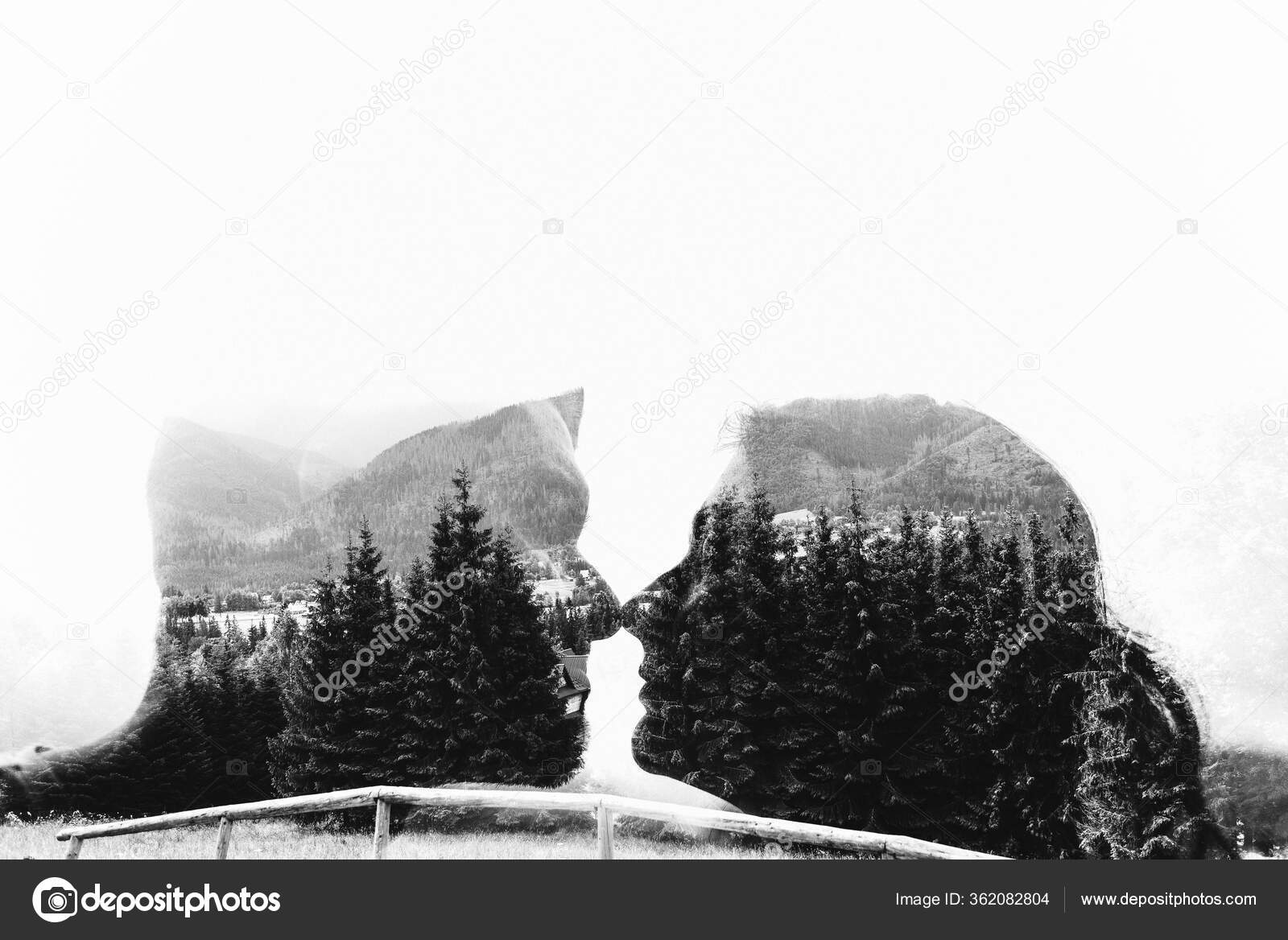 Multiple Exposure Man Woman Forest Stock Photo by ©kinolenta 362082804