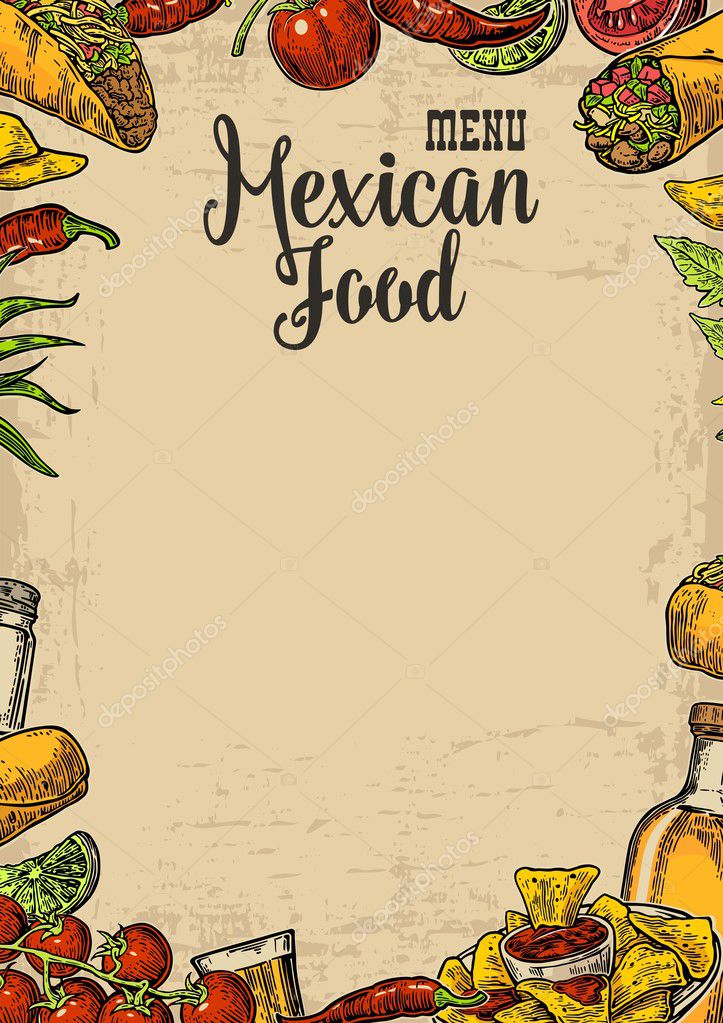 Plantilla de menú de restaurante de comida tradicional mexicana con ...