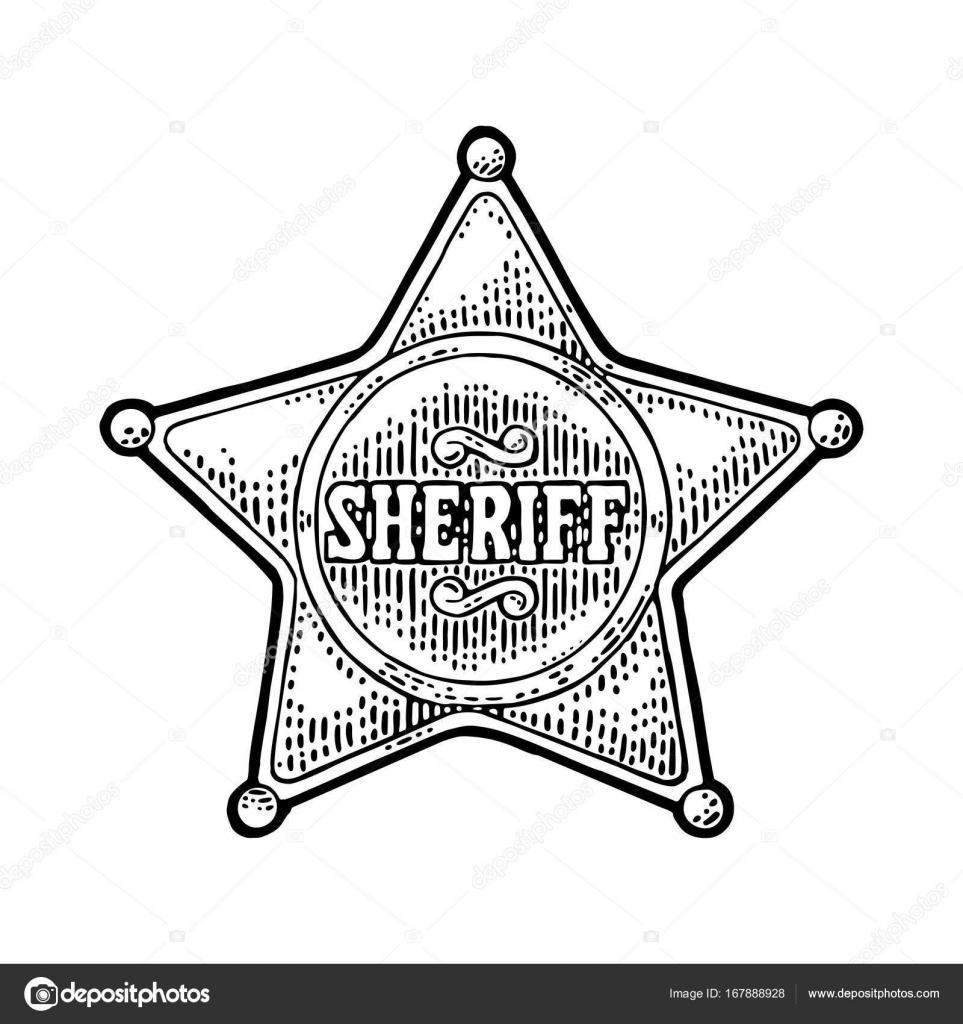 Western Sheriff Badge Drawing