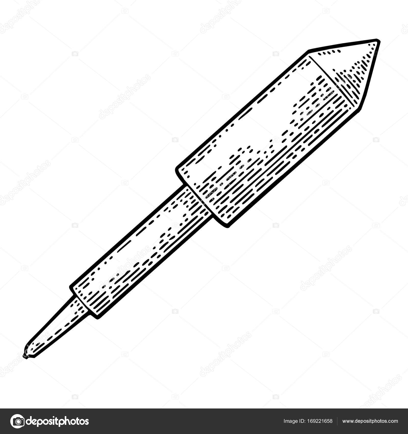 Firework rocket isolated on white background. Vector vintage engraving ...