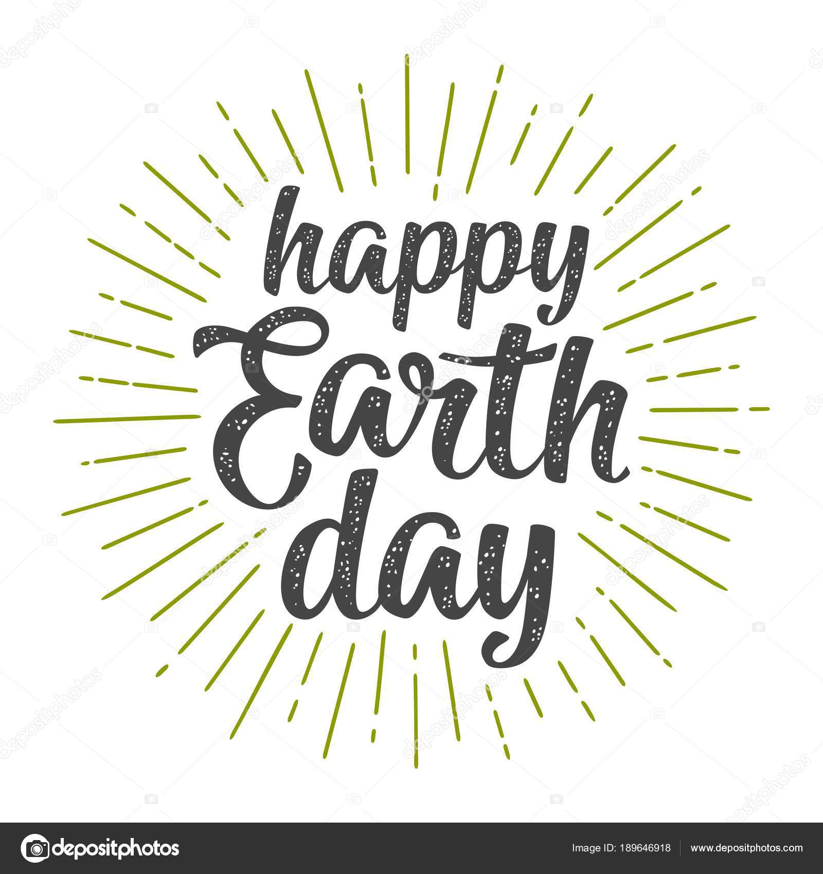 Happy Earth Day calligraphic handwriting lettering with ray. Vector ...