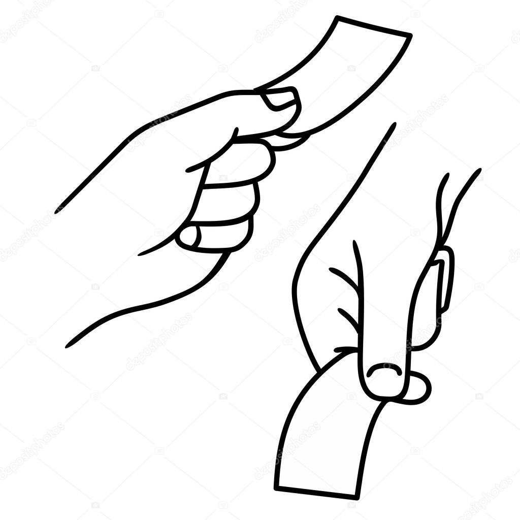 Man and woman pulling sheet. Vector illustration on white background ...