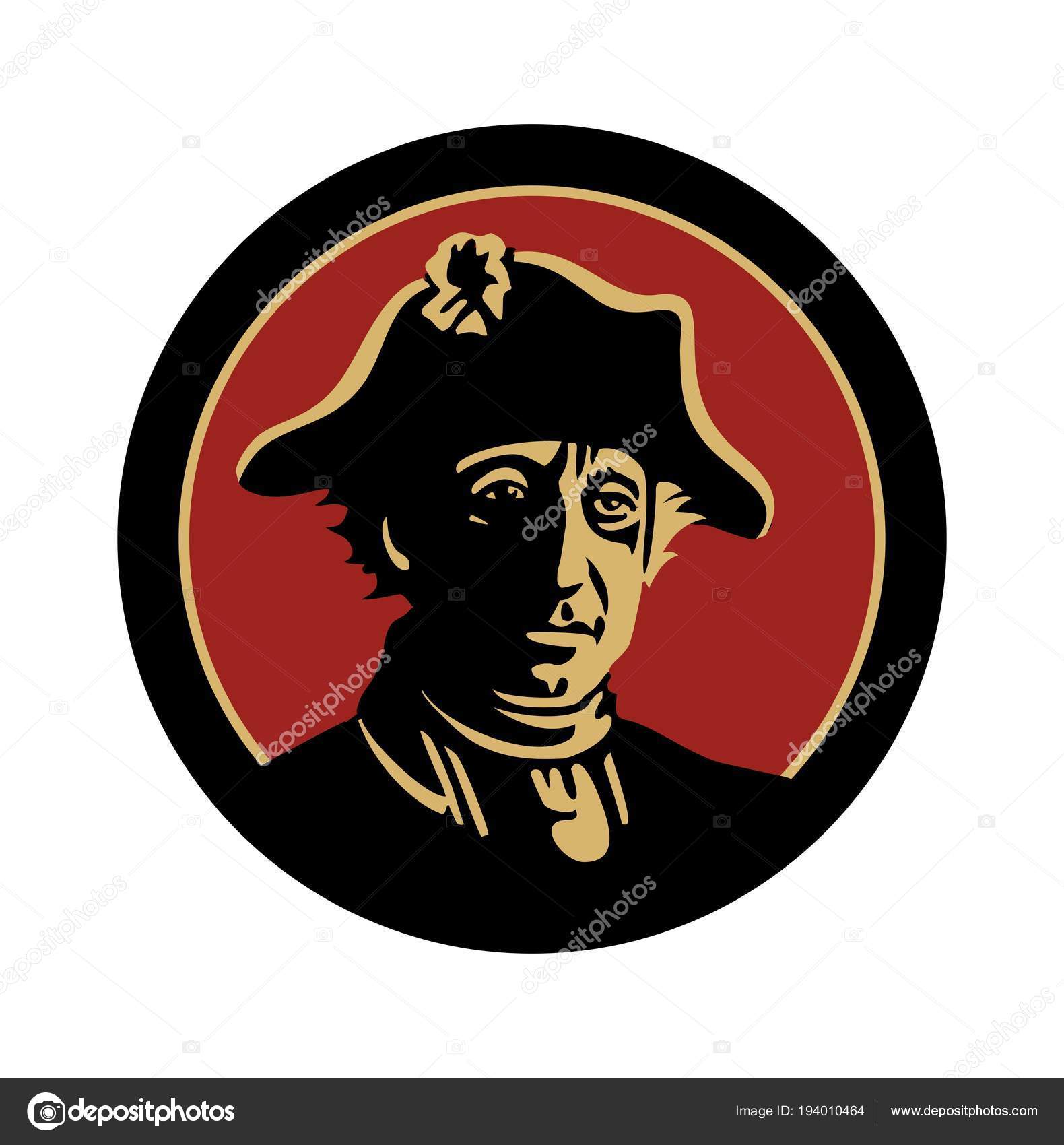 French general commander or pirate captain head. Logo template. Vector ...