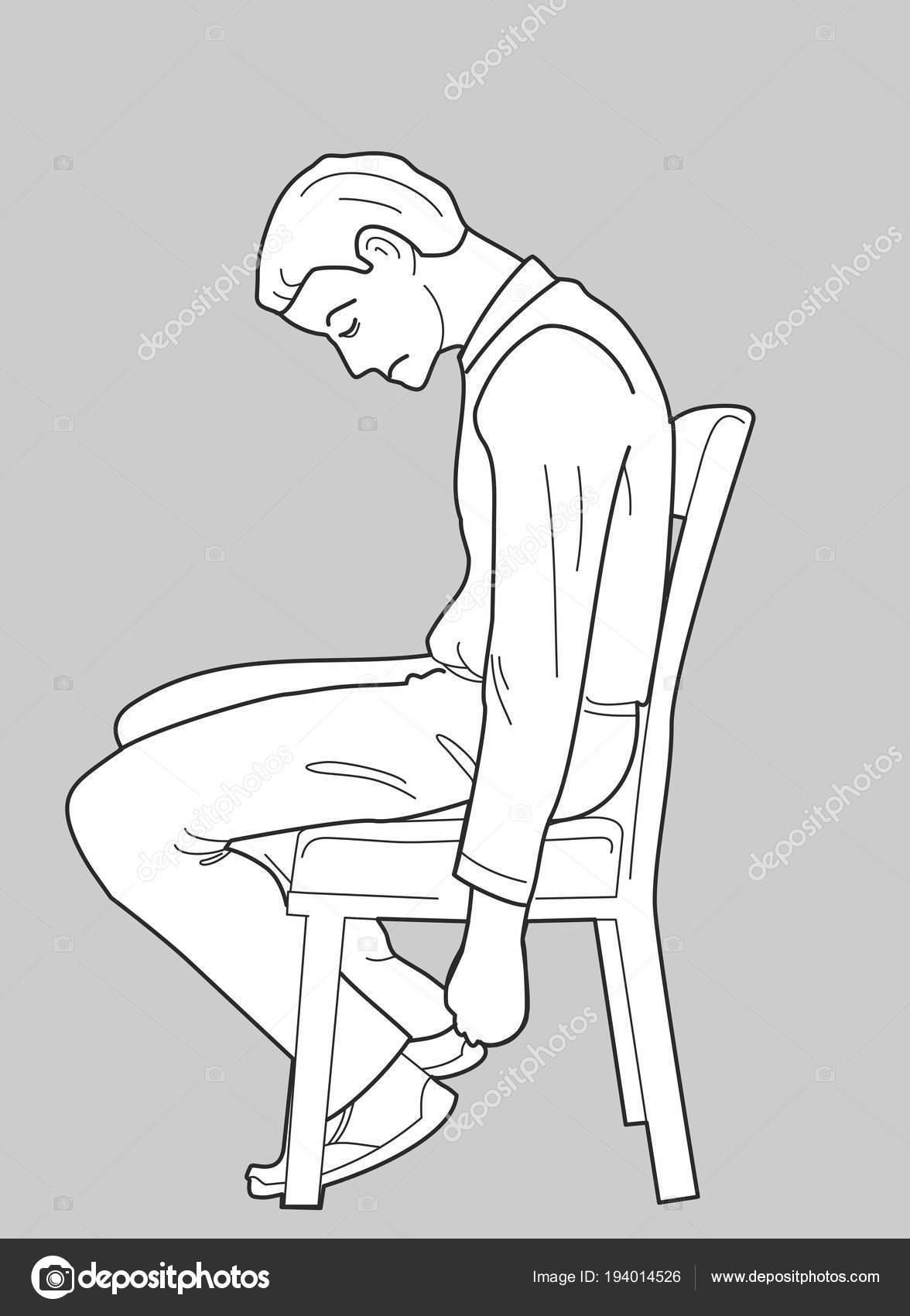 Man Sitting In Chair Side Drawing