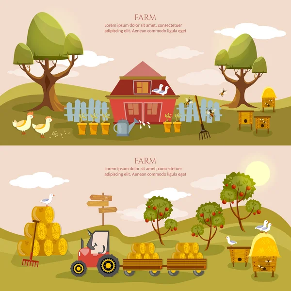 Farm agriculture banner rural landscape farmer products - Stock Image ...