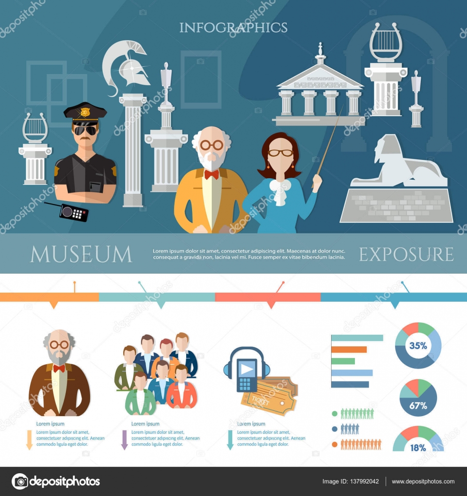 Museum infographics, history and culture of civilization — Stock Vector ...