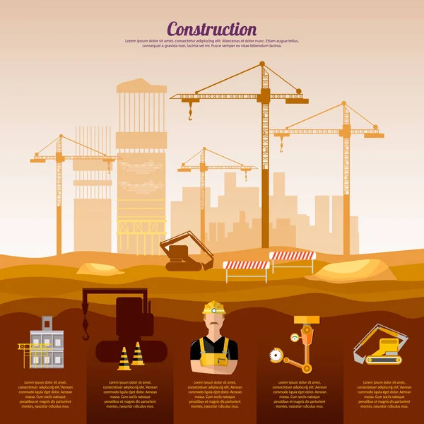 Construction site flat design infographic — Stock Vector © narak0rn ...