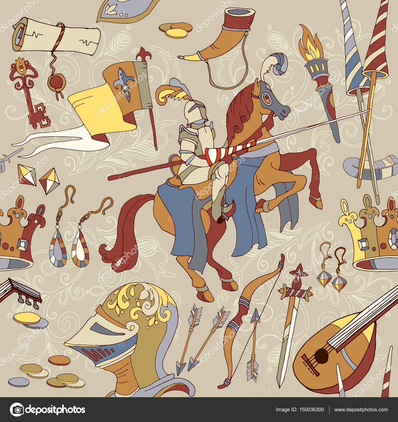 Medieval seamless pattern, legendary medieval armored knight — Stock ...