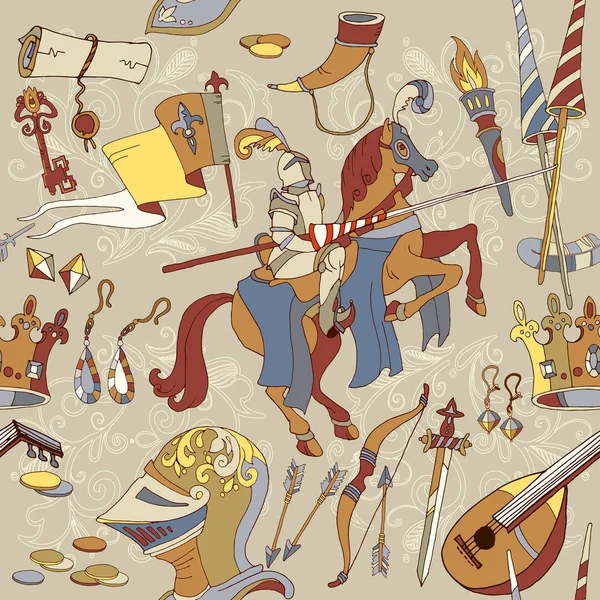 Medieval seamless pattern, knight on horse — Stock Vector © Matriyoshka ...