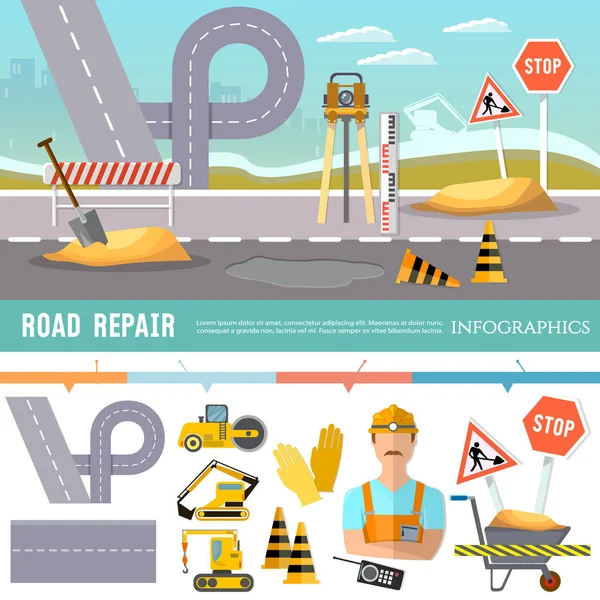 Road construction site, Royalty-free Road construction site Vector ...