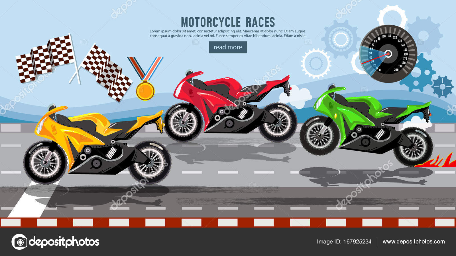 Motorcycle races banner, motorcycle racing championship Stock Vector ...