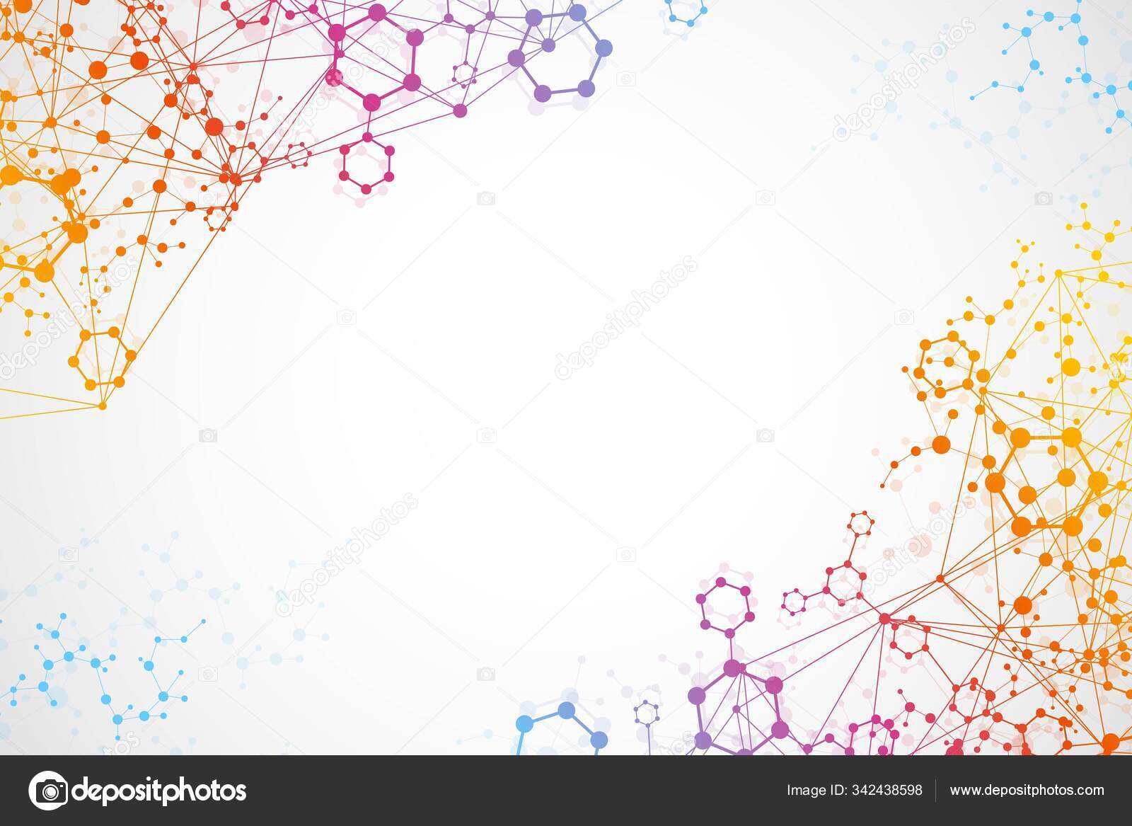 Science network pattern, connecting lines and dots. Technology hexagons ...