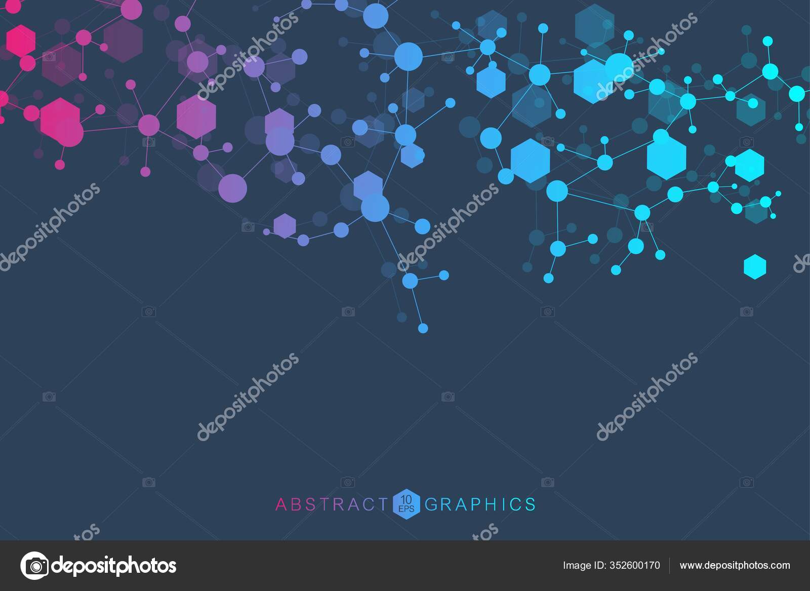 Science network pattern, connecting lines and dots. Technology hexagons ...