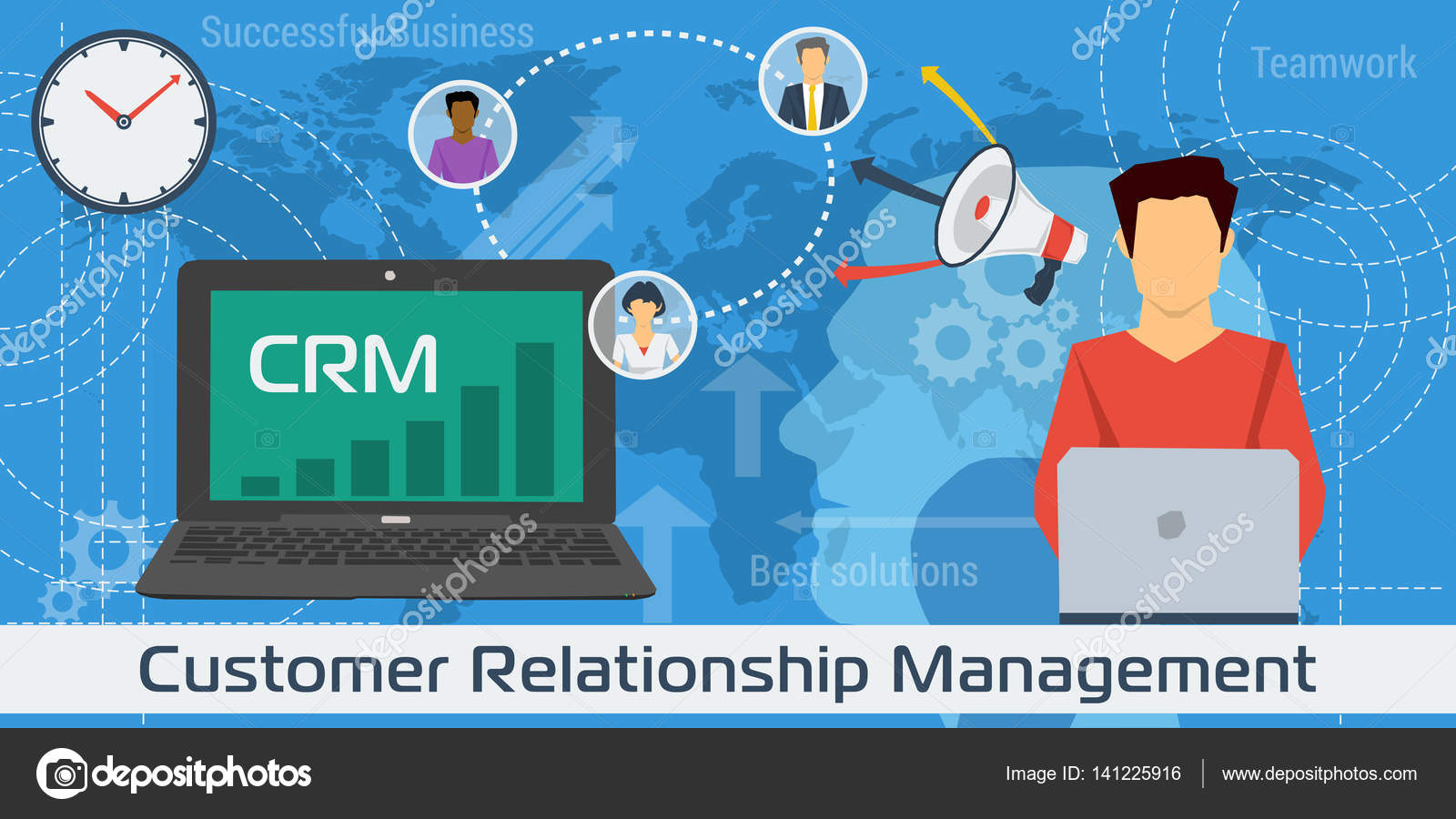 Blue background with CRM concept ⬇ Vector Image by © SergeyVasutin ...