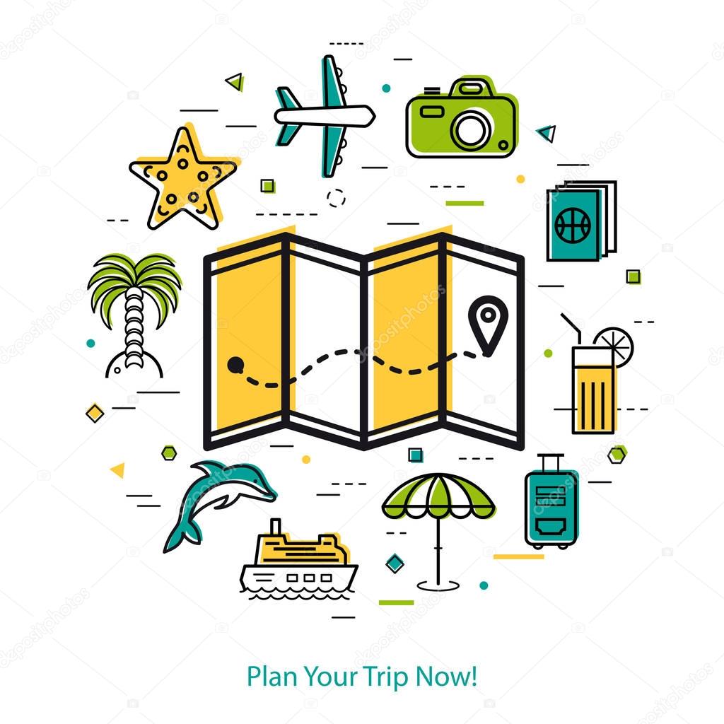 Plan Your Trip Now - round line concept — Stock Vector © SergeyVasutin ... Plan Your Trip Now - round line concept — Stock Vector © SergeyVasutin ...