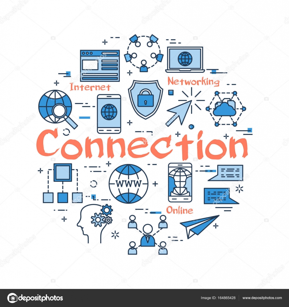 Blue round CONNECTION concept Stock Vector by ©SergeyVasutin 164865428