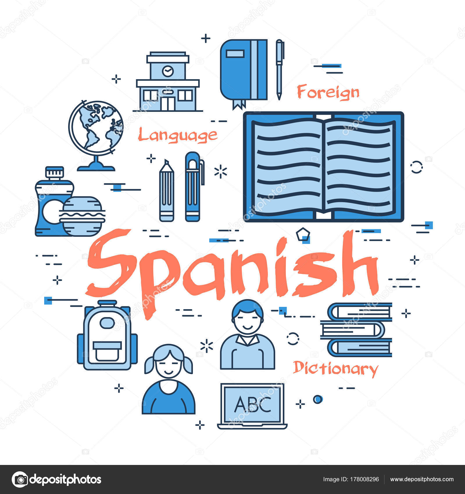 Blue concept with Spanisn Subject Stock Vector by ©SergeyVasutin 178008296