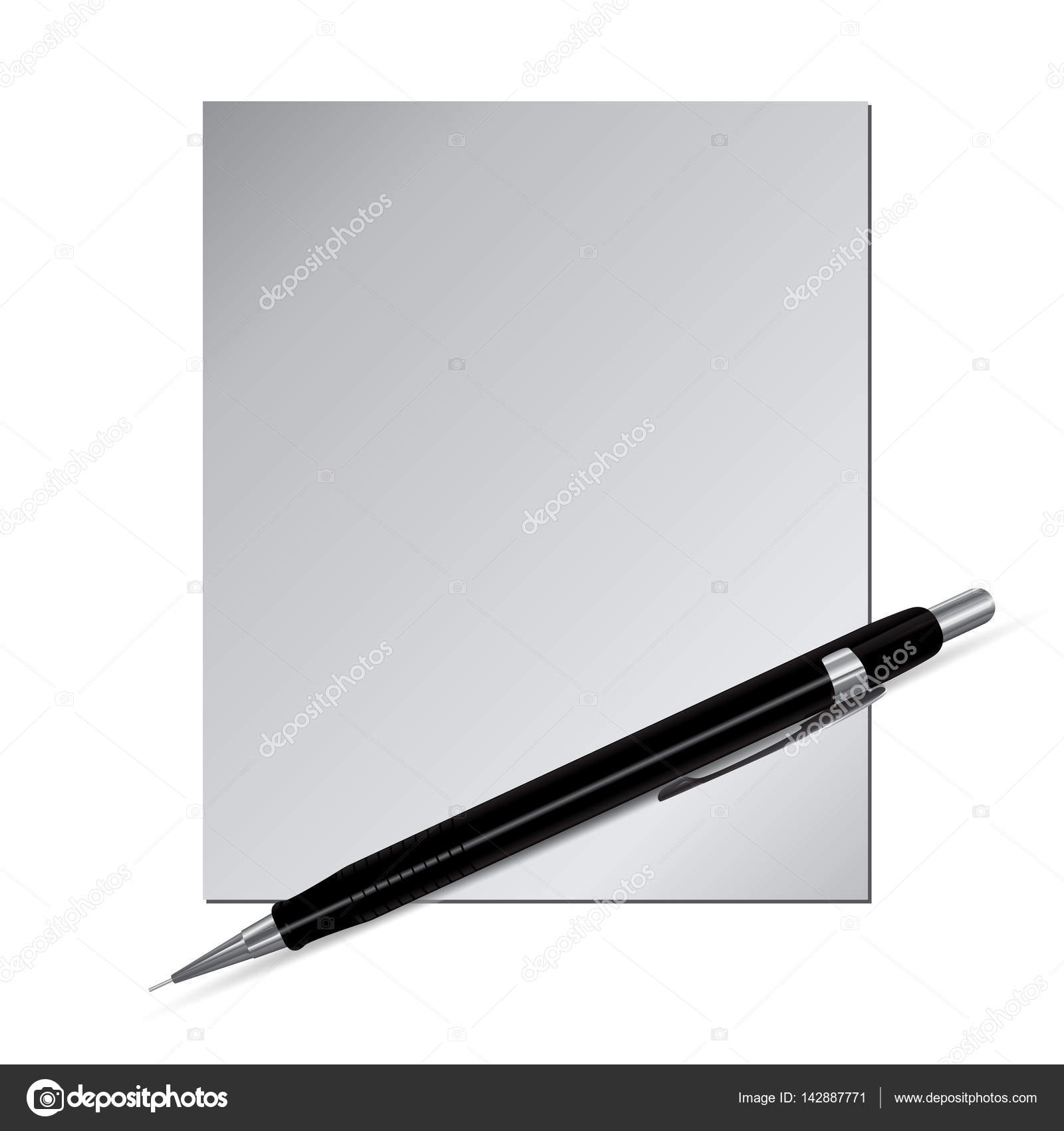 Empty lined paper template with pen or pencil. Stock Vector Image by ...