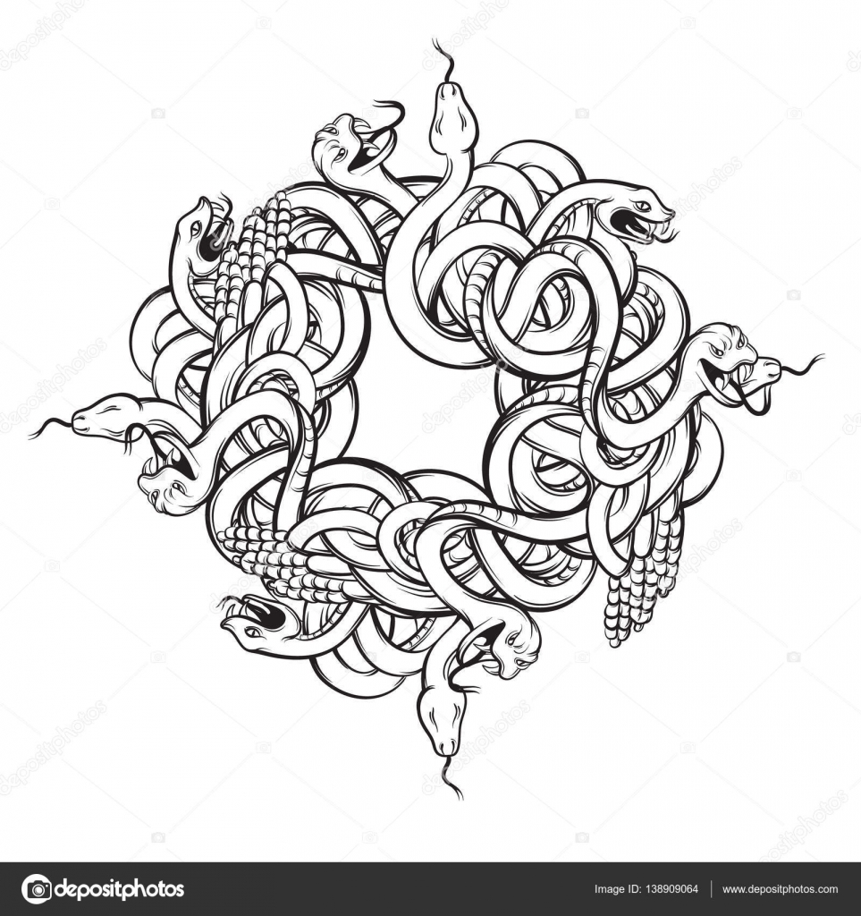 Vector hand drawn illustration with bunch of angry snakes Stock Vector ...