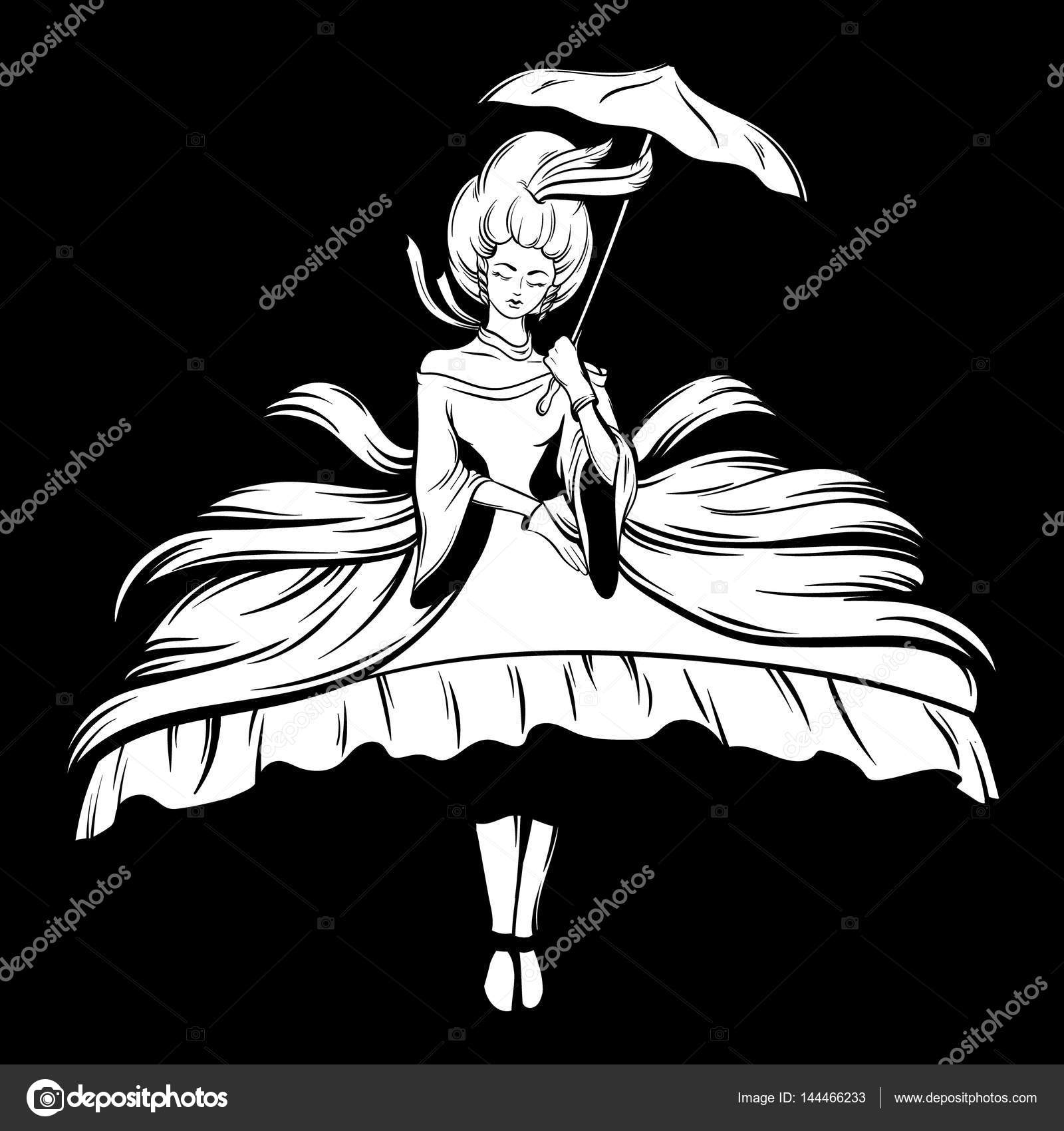 Vector hand drawn illustration of flying woman Stock Vector Image by ...