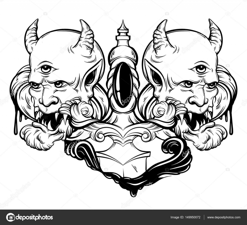 Vector hand drawn illustration of devil — Stock Vector © katytutynina ...