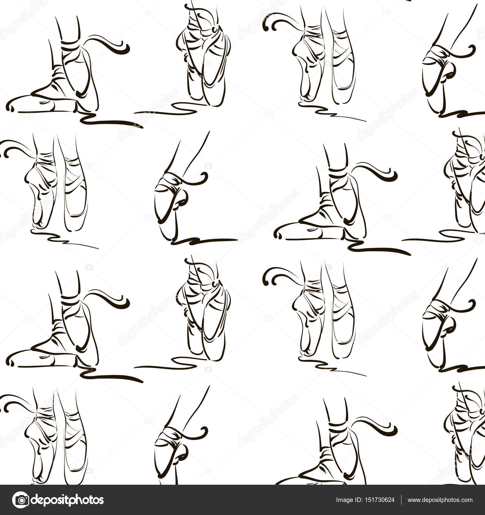 Vector pattern with illustration of woman pointe shoes Stock Vector ...