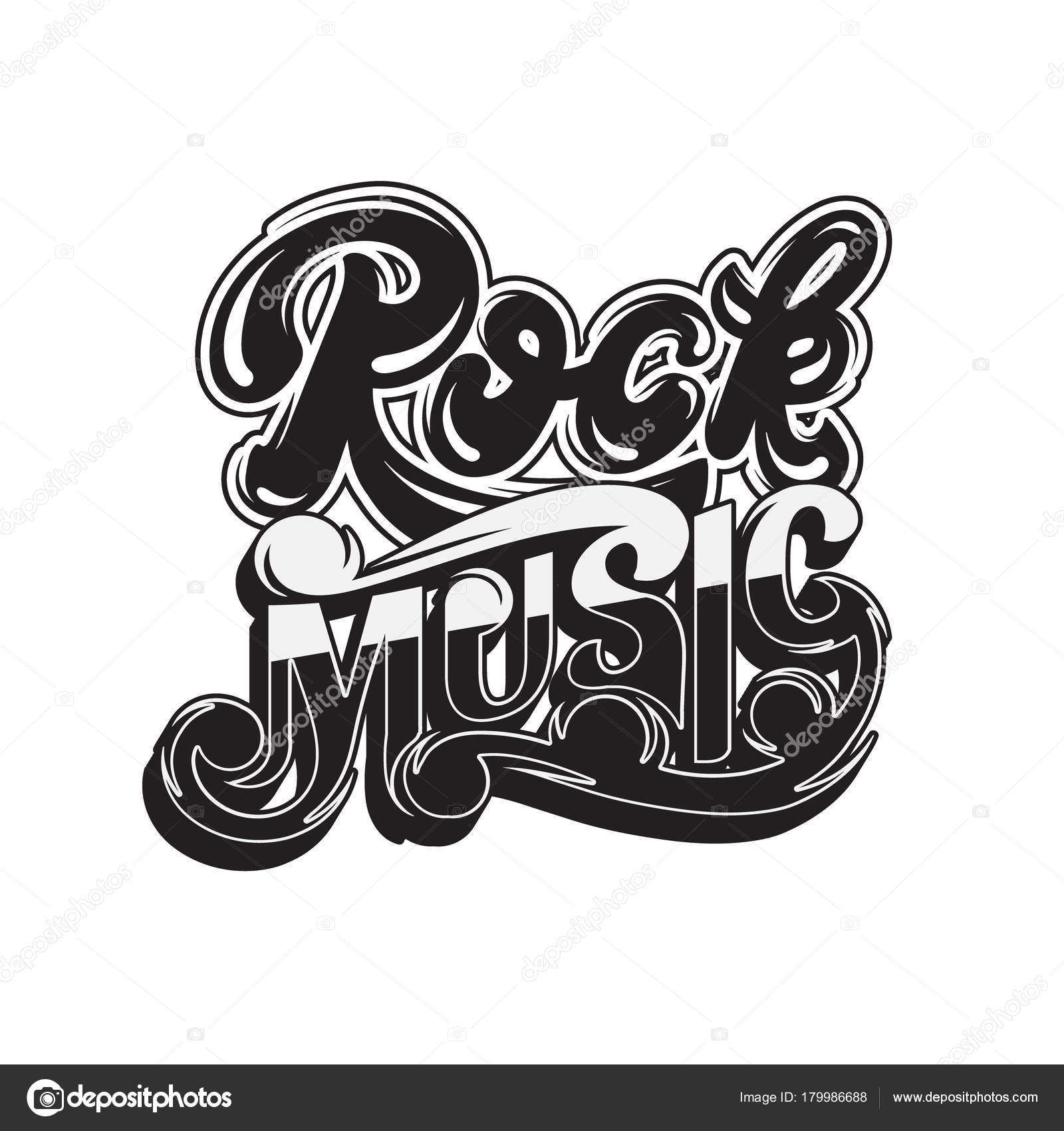 Música Rock Letras Manuscritas Vectoriales Plantilla Para Tarjeta ...